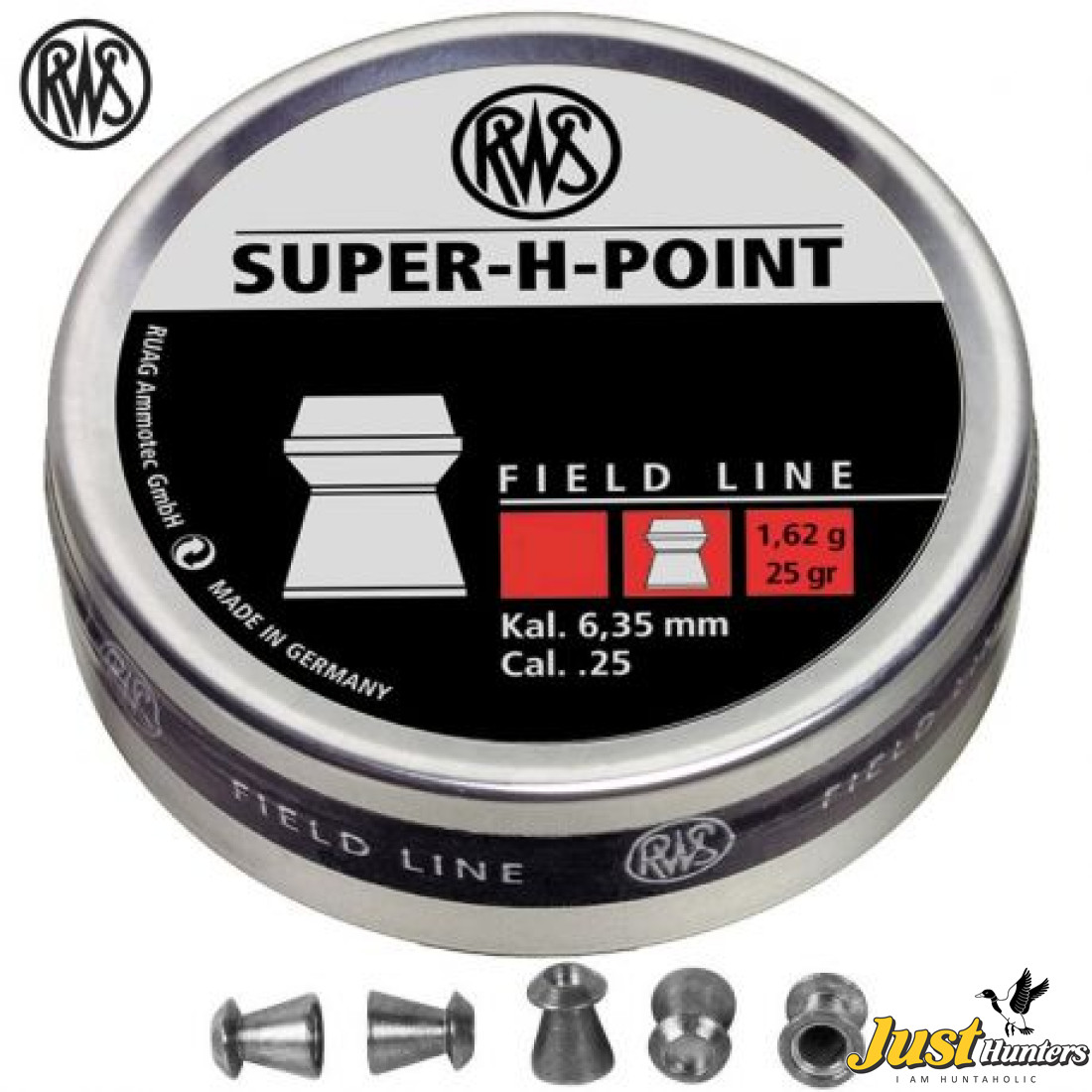 RWS SUPER H POINT Field Line .25 Caliber Pellet 200 Packing - Hunting ...