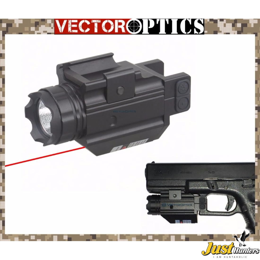 Vector Optics Tactical Pistol Flashlight with Red Laser Sight Combo for ...