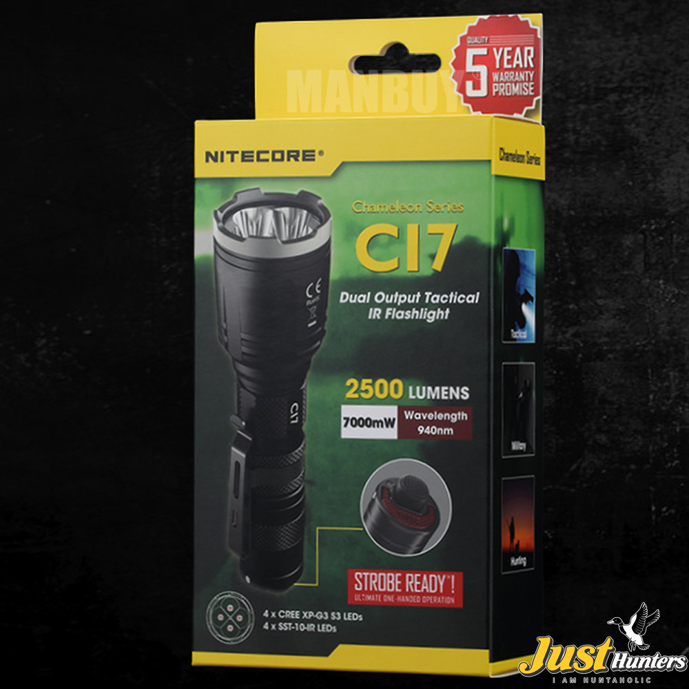 Buy Nitecore CI7 Dual Output Tactical IR Flashlight 4X CREE XP-G3 S3 + 4x SST-10-IR LEDs 18650 ...