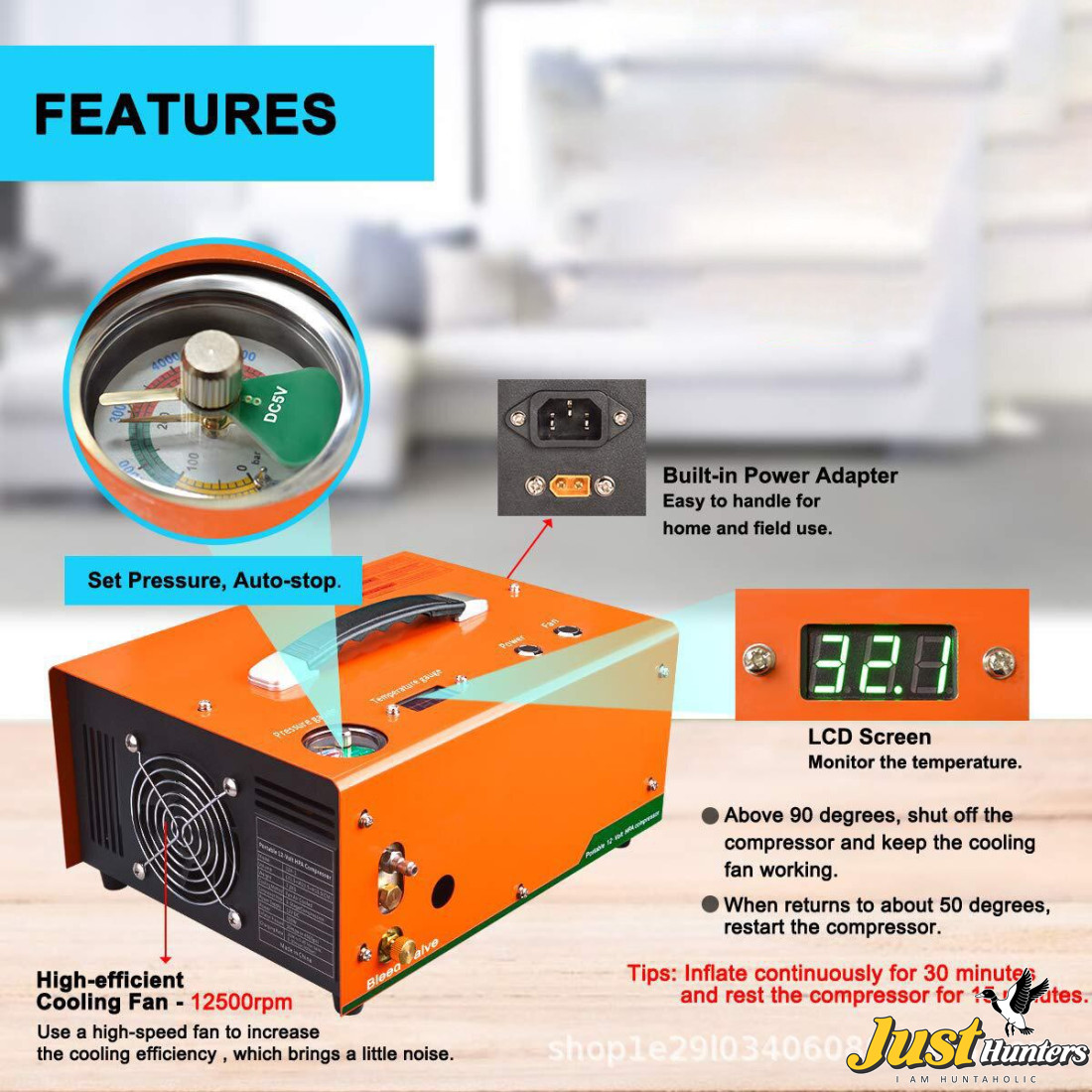 Buy PCP Air Gun Compressor Auto Stop 4500psi 300bar 220V Online Best ...