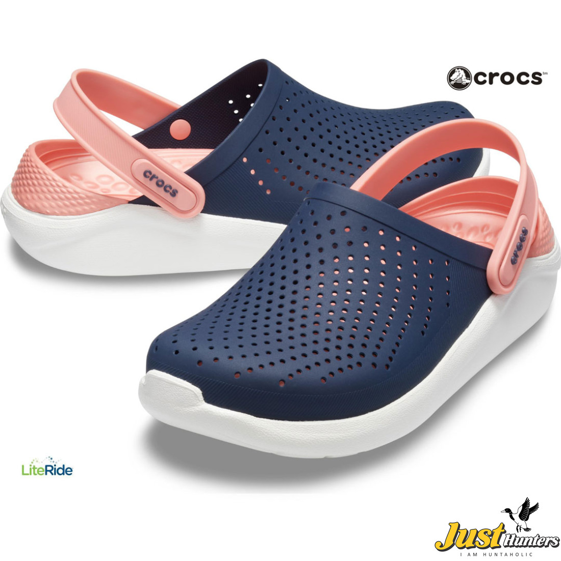 Crocs LiteRide Clogs Navy Blue and Pink