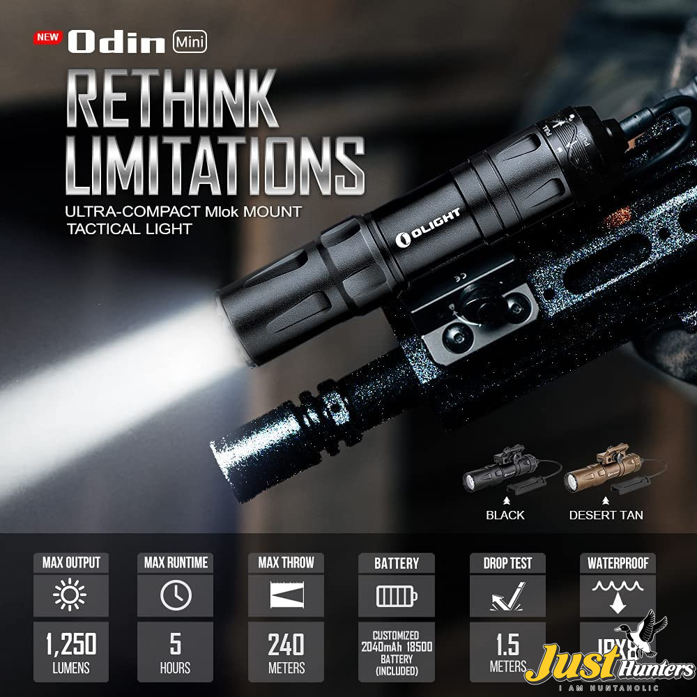 OLIGHT Odin Mini 1250 Lumens Ultra Compact Rechargeable Mlok Mount ...