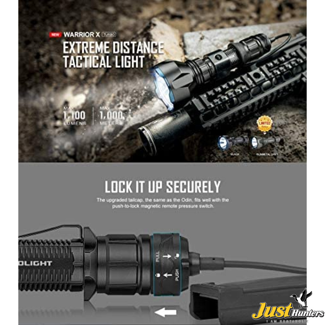 Olight Warrior X Turbo KIT 1100 Lumen 1000 Meter Throw Tail Switch ...