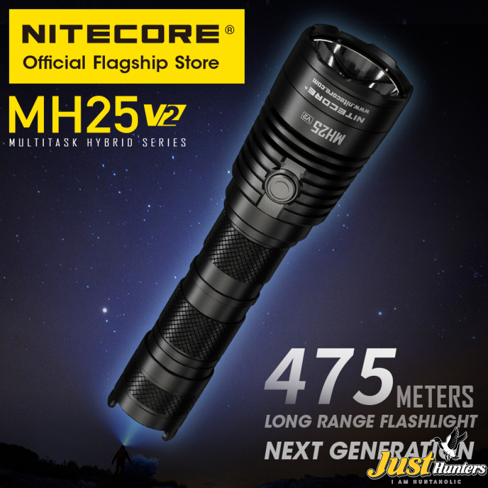 NITECORE FLASHLIGHT MH25 V2, RECHARGEABLE USB-C 1300 Lumens 519 Yard ...