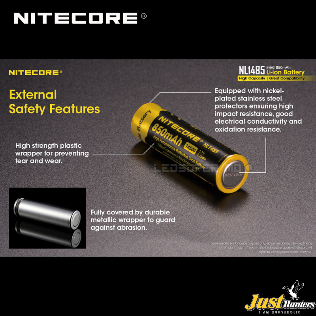 Nitecore NL1485, Rechargeable, 850mAh, 14500 Battery CE and RoHS ...