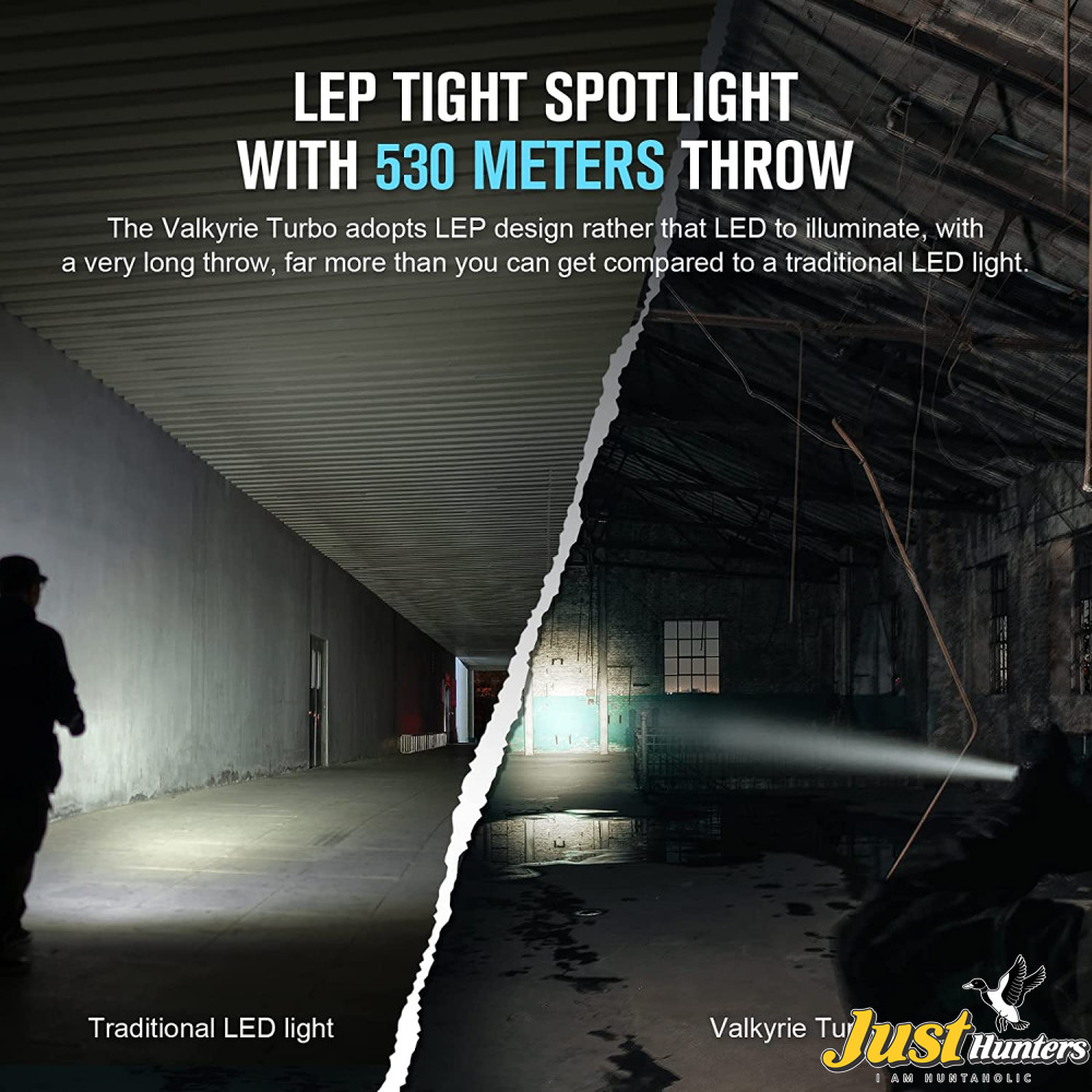 OLIGHT Valkyrie Turbo LEP Tactical Flashlight 530 Meters Long-Range Distance - Hunting, Shooting ...