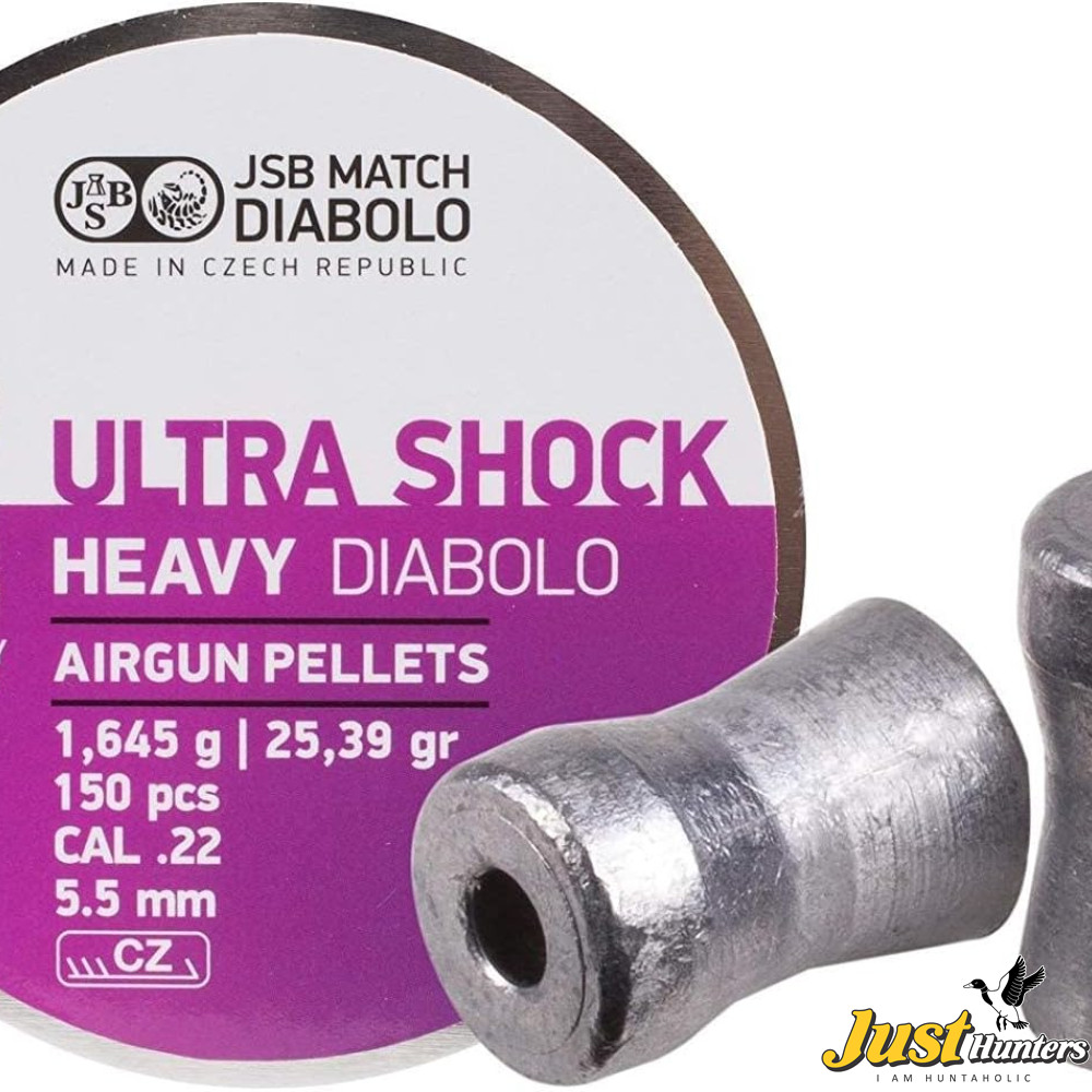 JSB Ultra Shock .22 (5.5) Cal, 25.39 Grains, Hollowpoint, 150ct