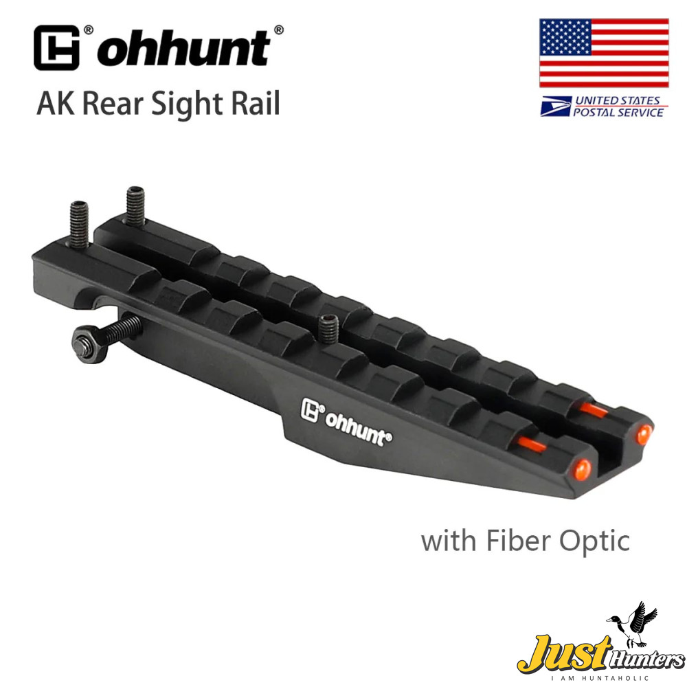 ohhunt AK 47/74 and Saiga Rear Sight Rail Mount with Fiber Optic for ...
