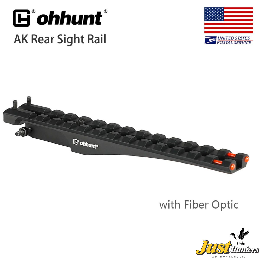 ohhunt AK 47/74 and Saiga Rear Sight Rail Mount with Fiber Optic for ...