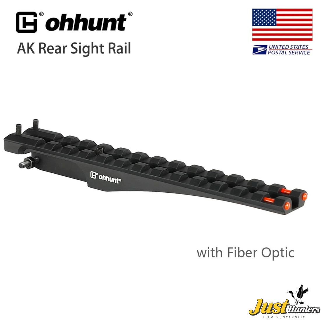 ohhunt AK 47/74 and Saiga Rear Sight Rail Mount with Fiber Optic for ...