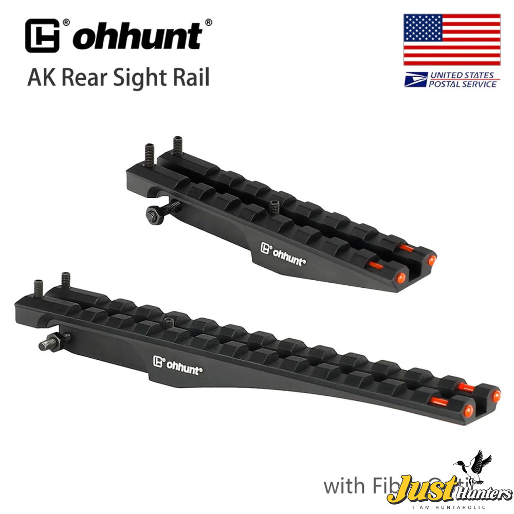 ohhunt AK 47/74 and Saiga Rear Sight Rail Mount with Fiber Optic for ...
