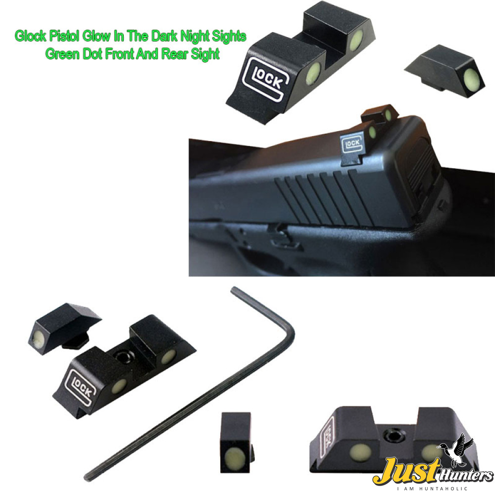 Glock 17, 19 Pistol Glow in the Dark Night Sights Green Dot Front and ...