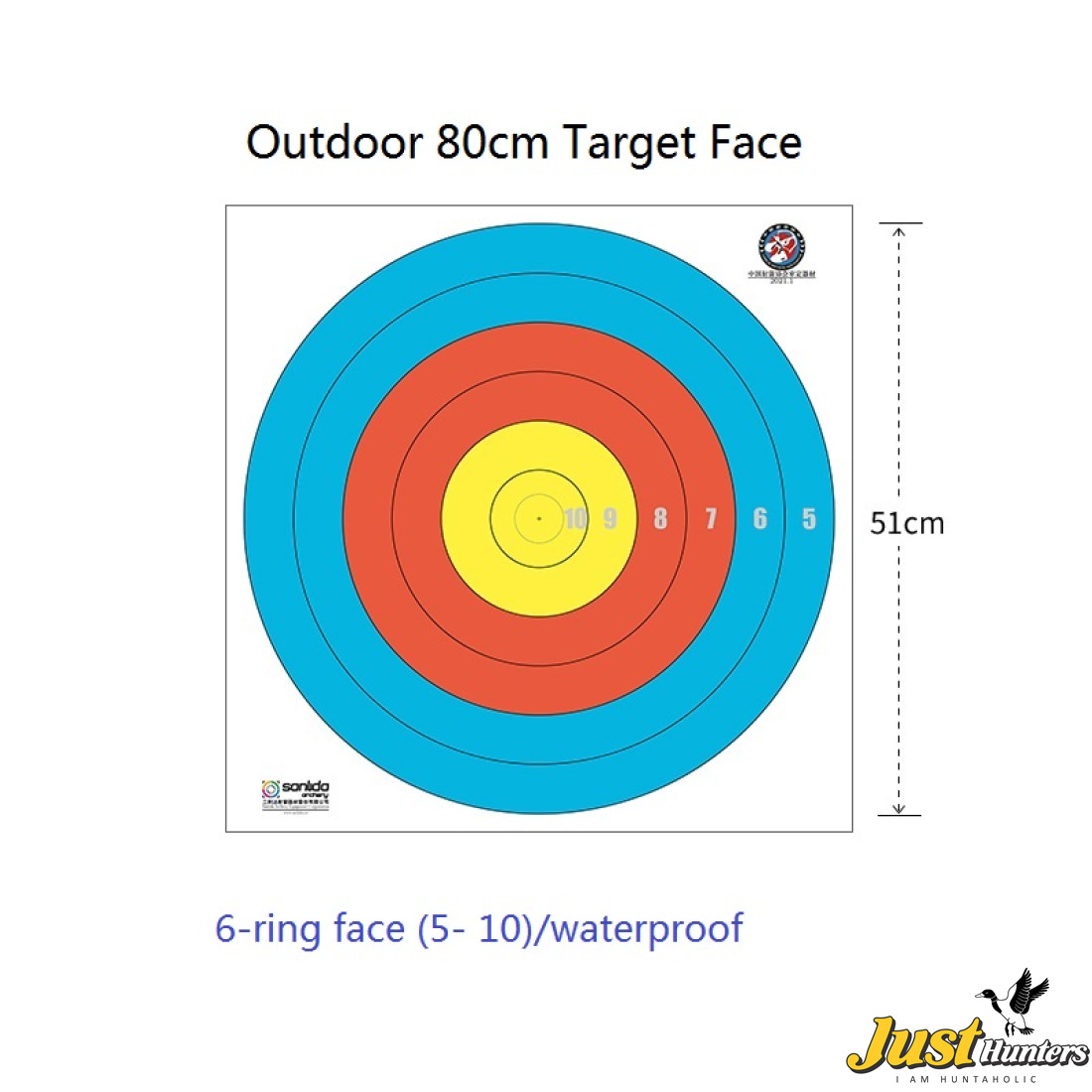 5X Sanlida Archery X10 Polyster Waterproof Target Face 51cm 6 Ring ...