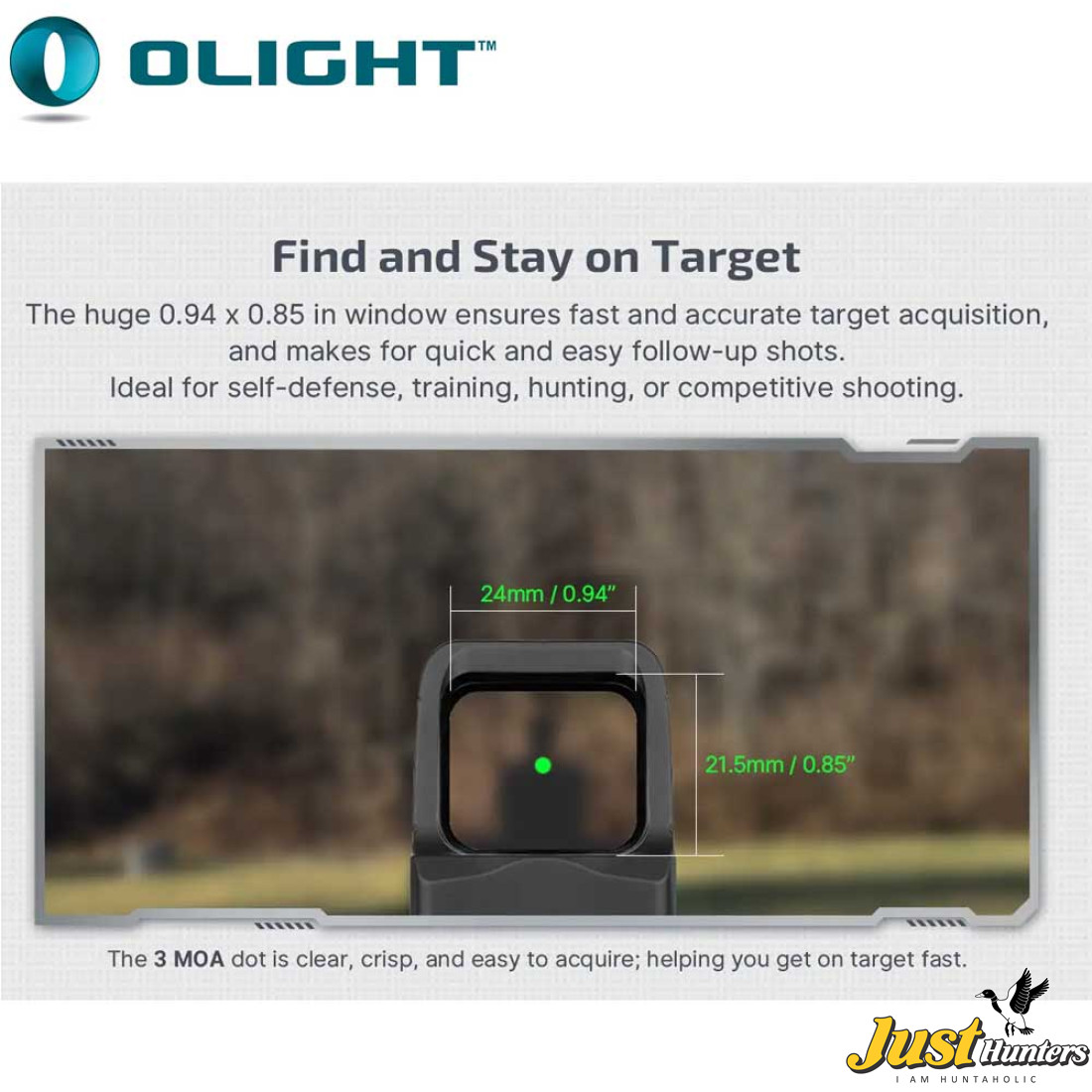 OLIGHT Osight 3 MOA Rechargeable Green Dot Open Reflex Sight with ...