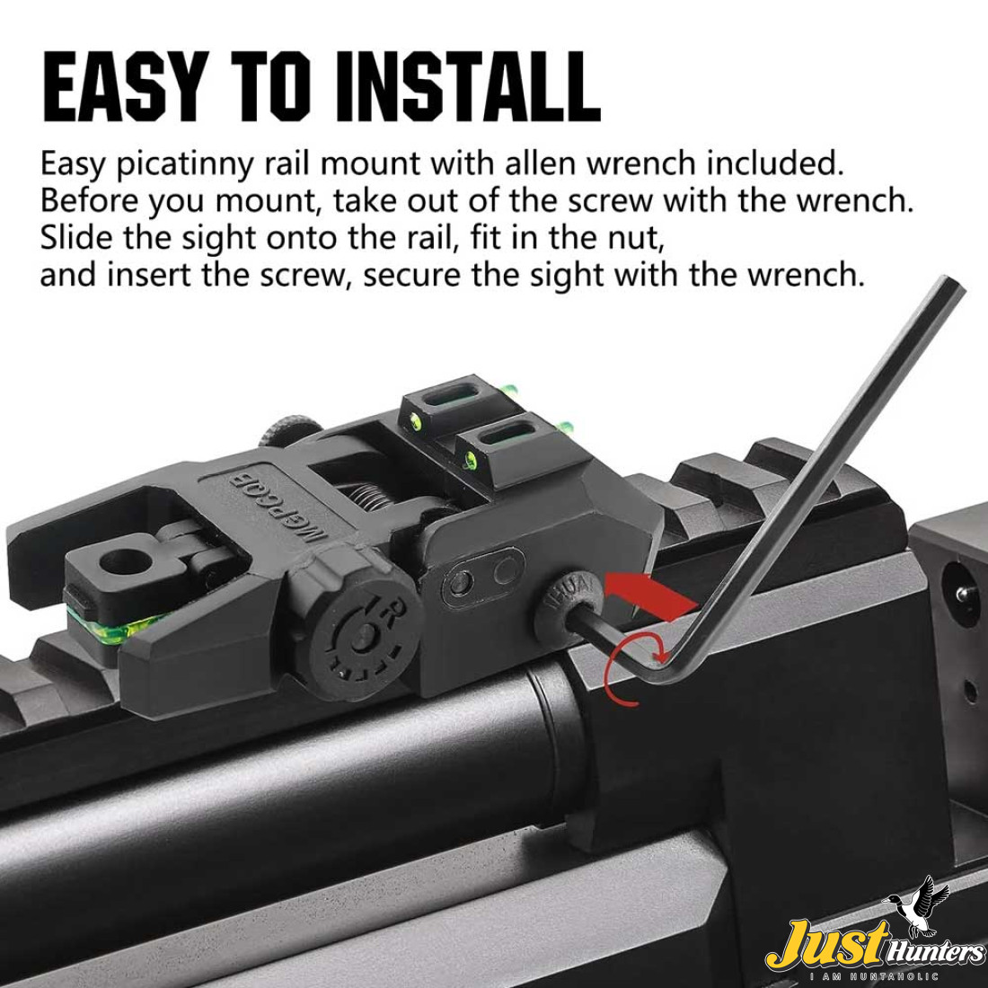 Ohhunt® Green Red Dot Flip Up Sights Fiber Optics Polymer Front Rear ...