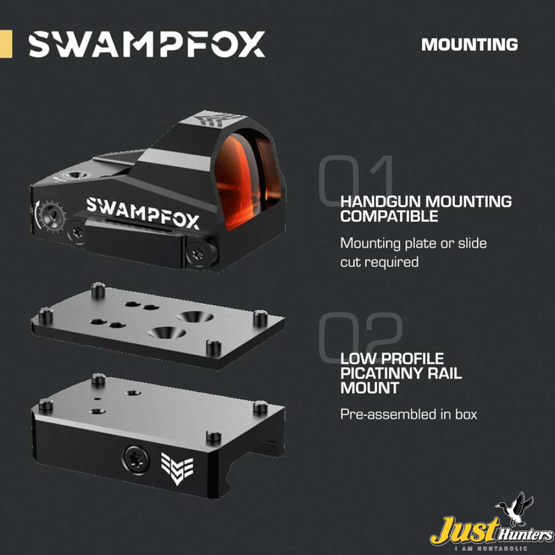 Swampfox Kingslayer Pistol Cut RMR Foot Print 1x22 Micro Reflex Circle ...