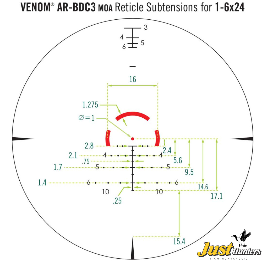 Vortex Optics Venom® 1-6x24 SFP AR-BDC3 (MOA) Reticle | 30mm Tube ...